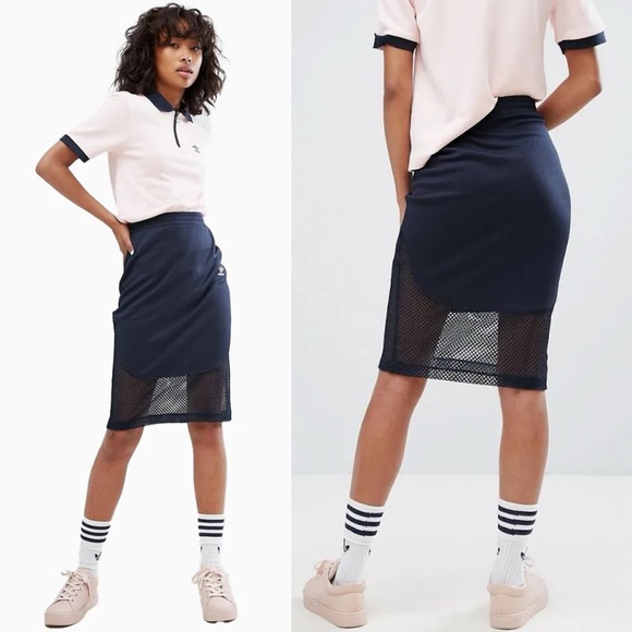 adidas Originals | Skirts | Adidas Osaka Midi Skirt Mesh Dark Navy Blue ...